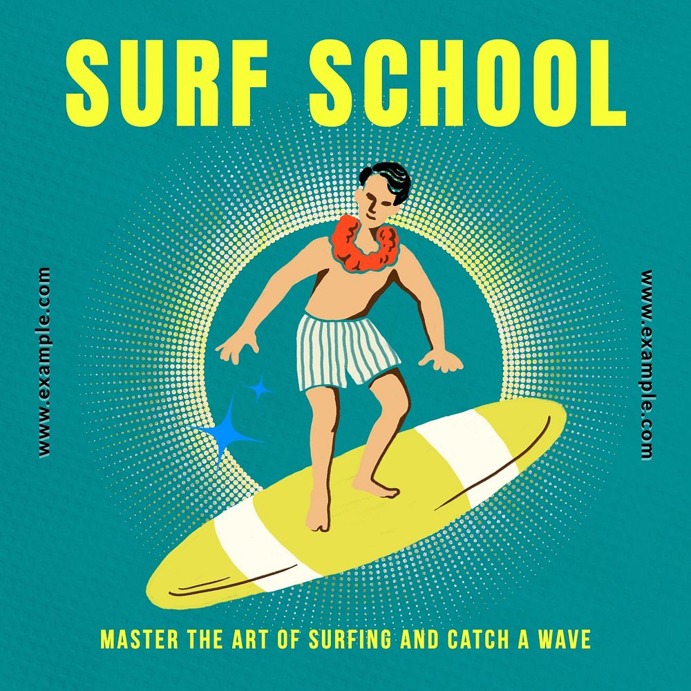 Surf school Facebook post template | Premium Editable Template - rawpixel