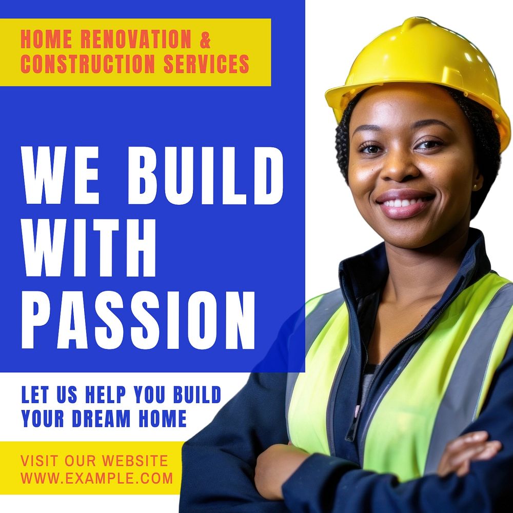 Renovation & construction Facebook post | Premium Editable Template ...