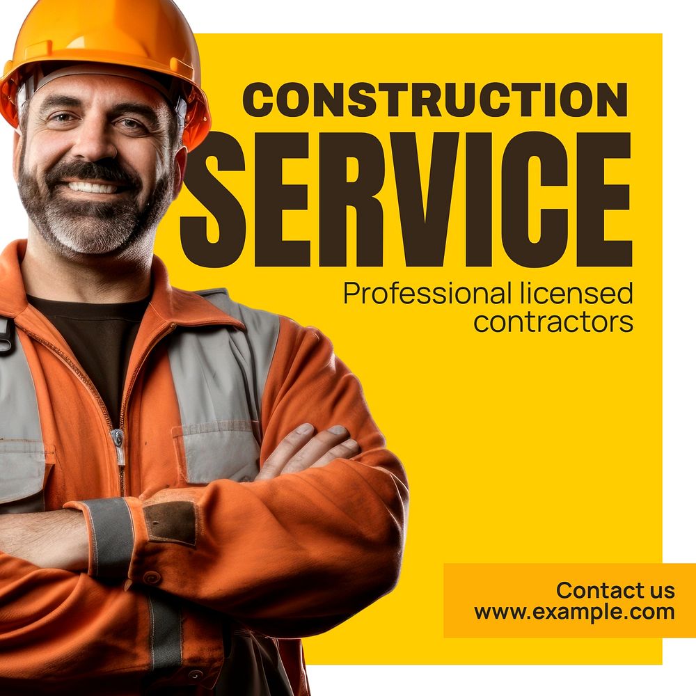 Construction services Facebook post template | Premium Editable ...