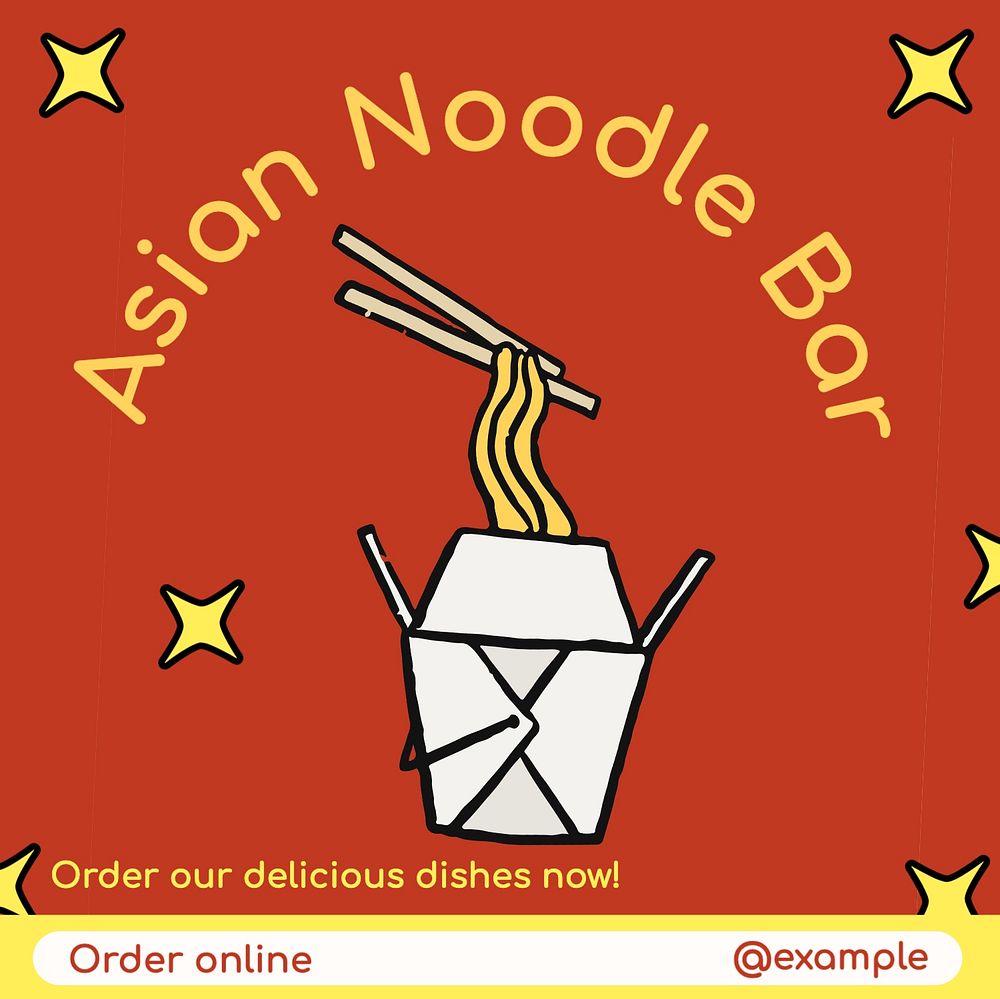 Asian noodle bar Facebook post | Premium Editable Template - rawpixel