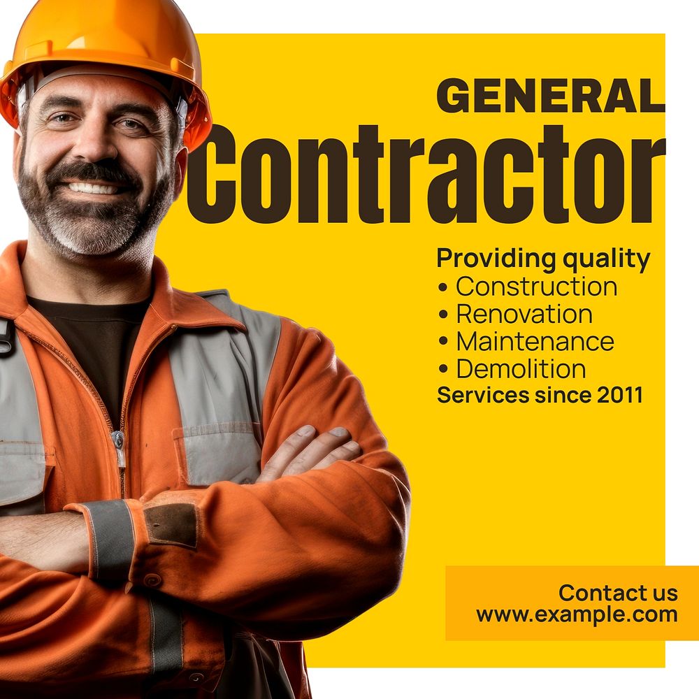 General contractor Facebook post template | Premium Editable Template ...
