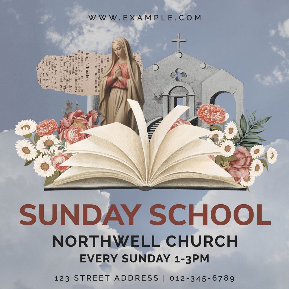 Sunday school Instagram post template | Premium Editable Template ...