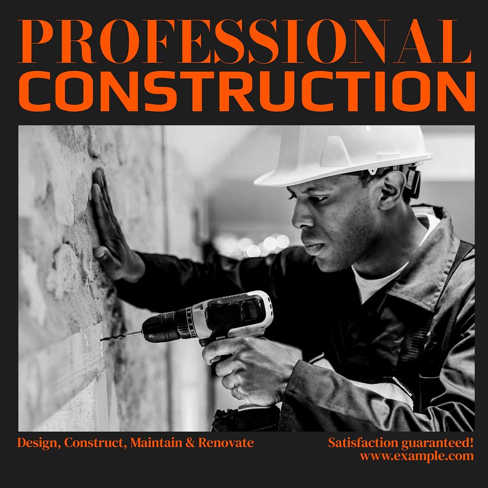 Professional construction Facebook post template | Premium Editable ...