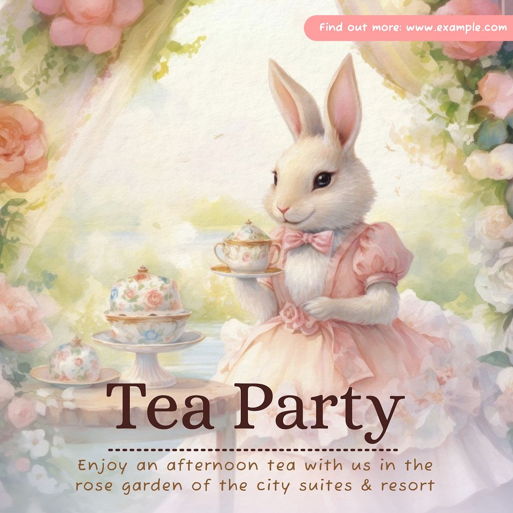Tea party Facebook post template | Premium Editable Template - rawpixel