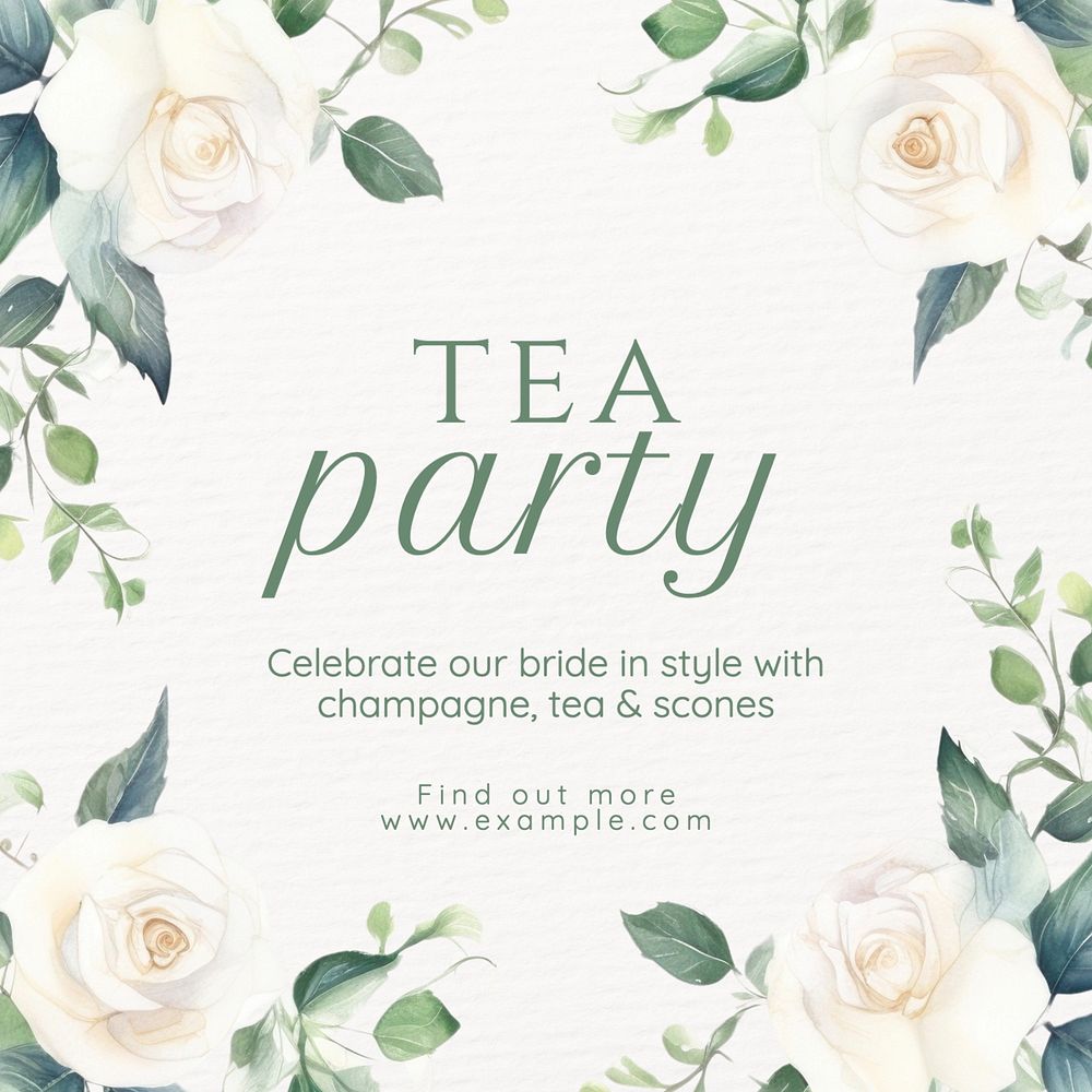 Tea party Instagram post template | Premium Editable Template - rawpixel