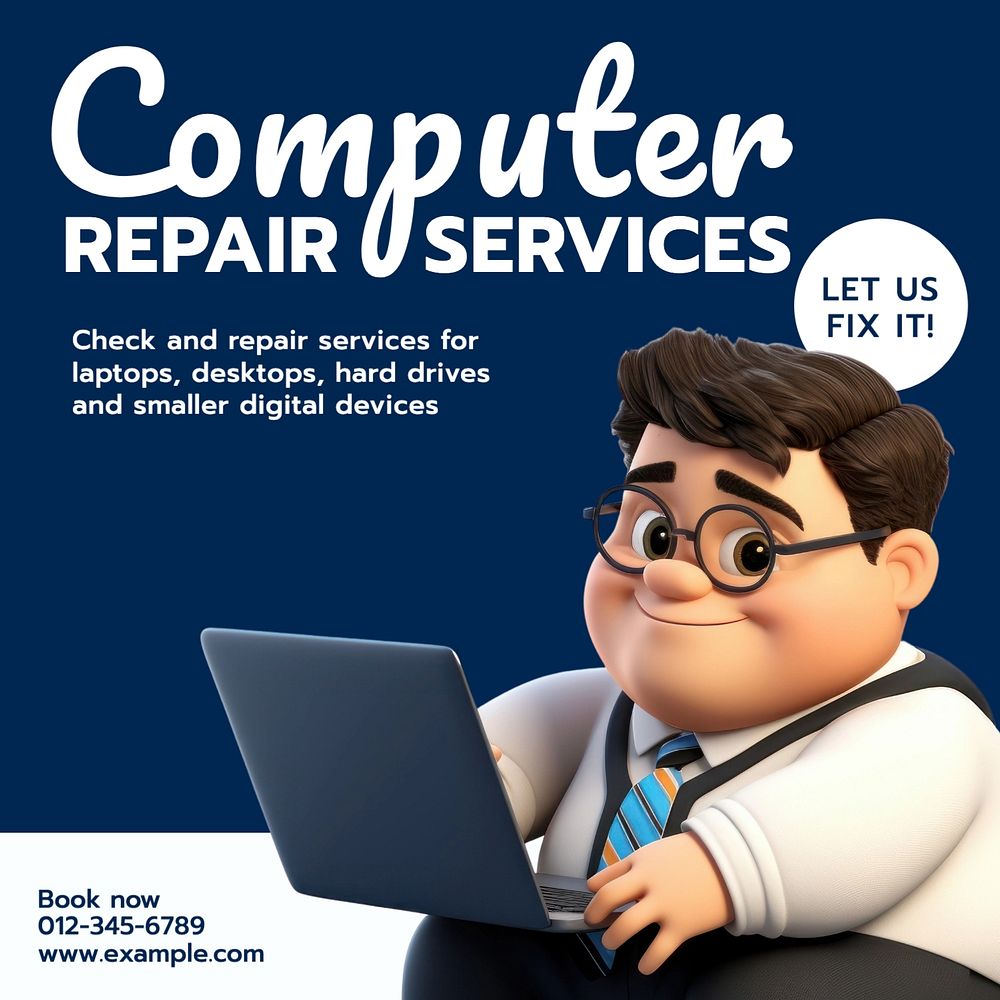 Computer repair Facebook post template | Premium Editable Template ...