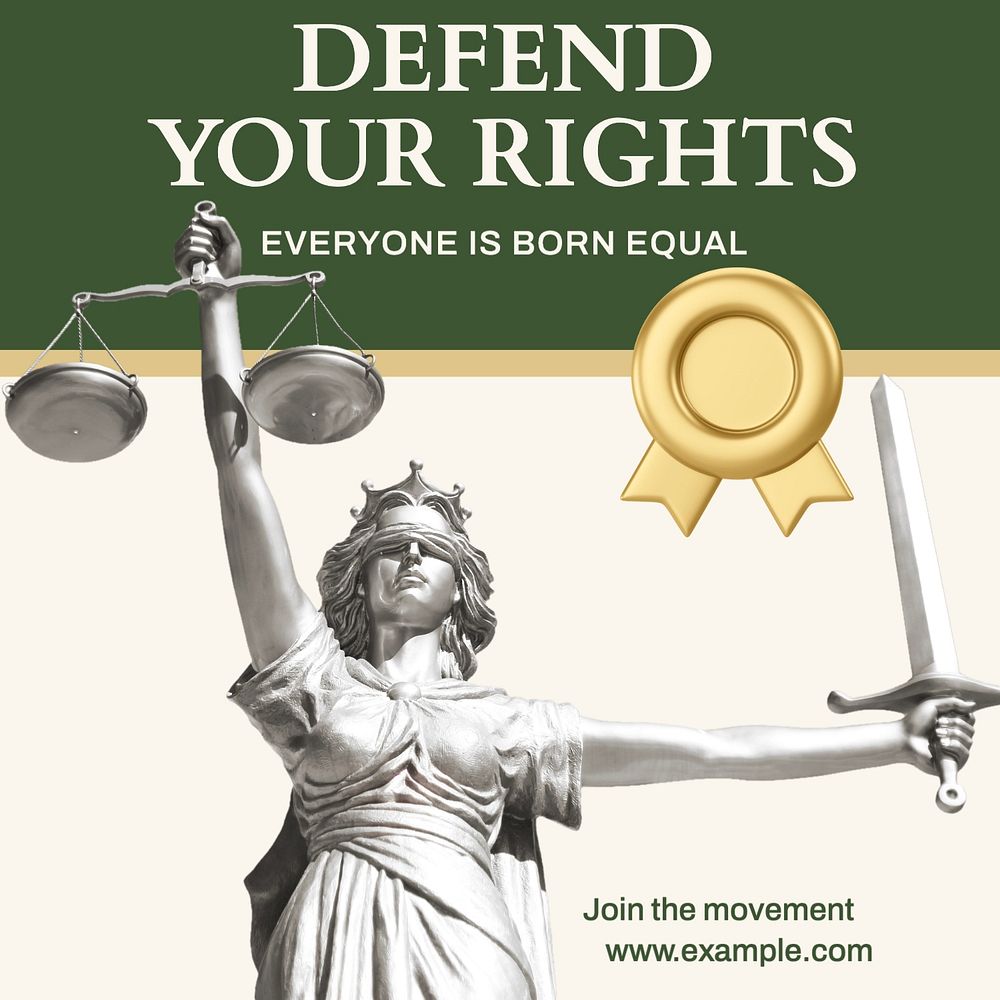 Defend your rights Instagram post | Premium Editable Template - rawpixel