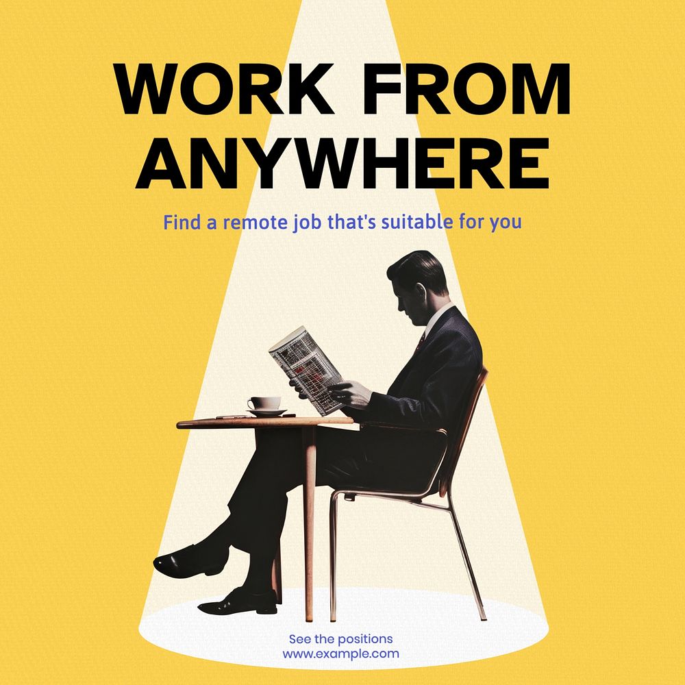 Work anywhere Facebook post template | Premium Editable Template - rawpixel