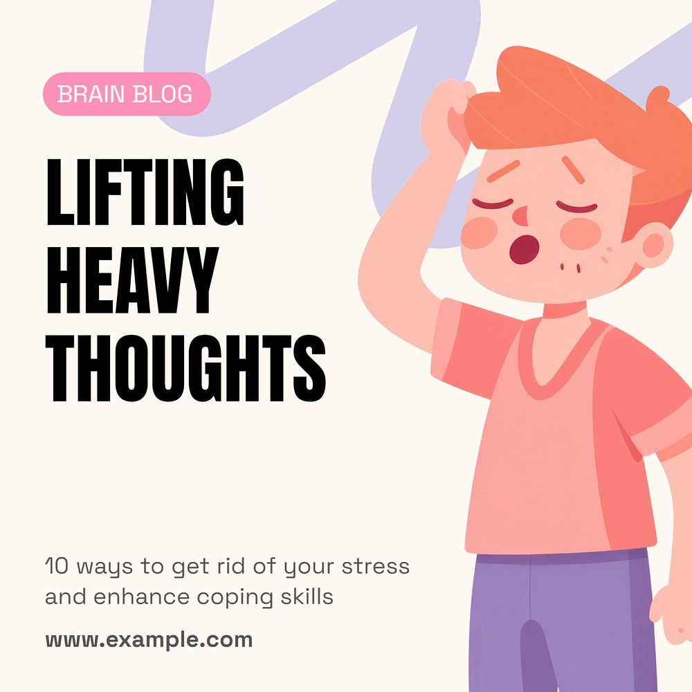 Lifting heavy thoughts Facebook post | Free Editable Template - rawpixel