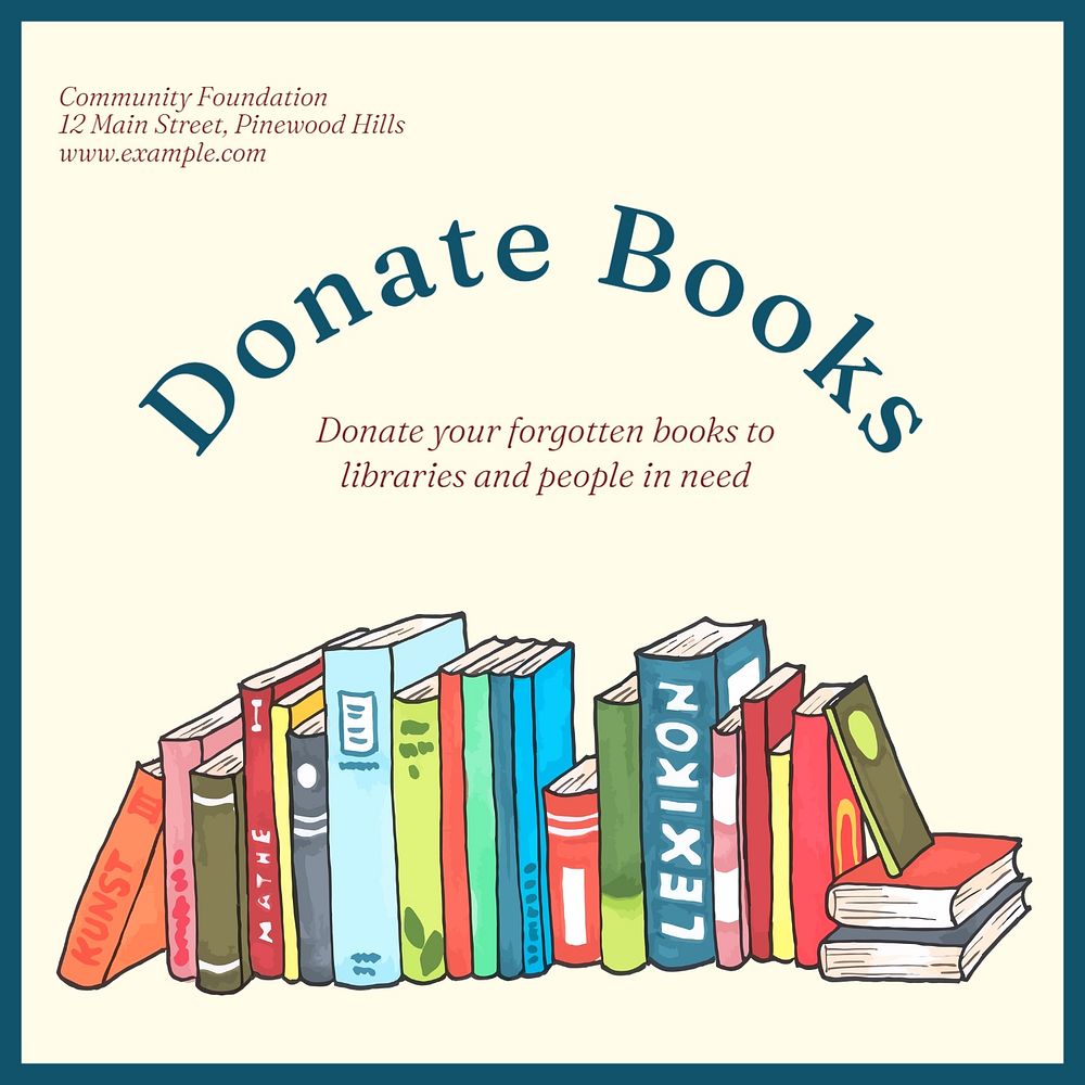 Book donation Facebook post template | Premium Editable Template - rawpixel