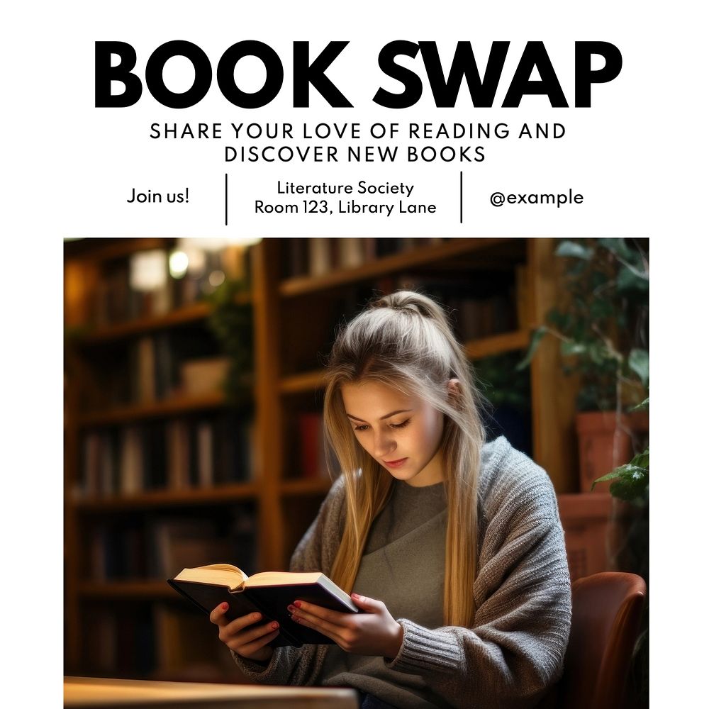 Book swap Facebook post template | Premium Editable Template - rawpixel