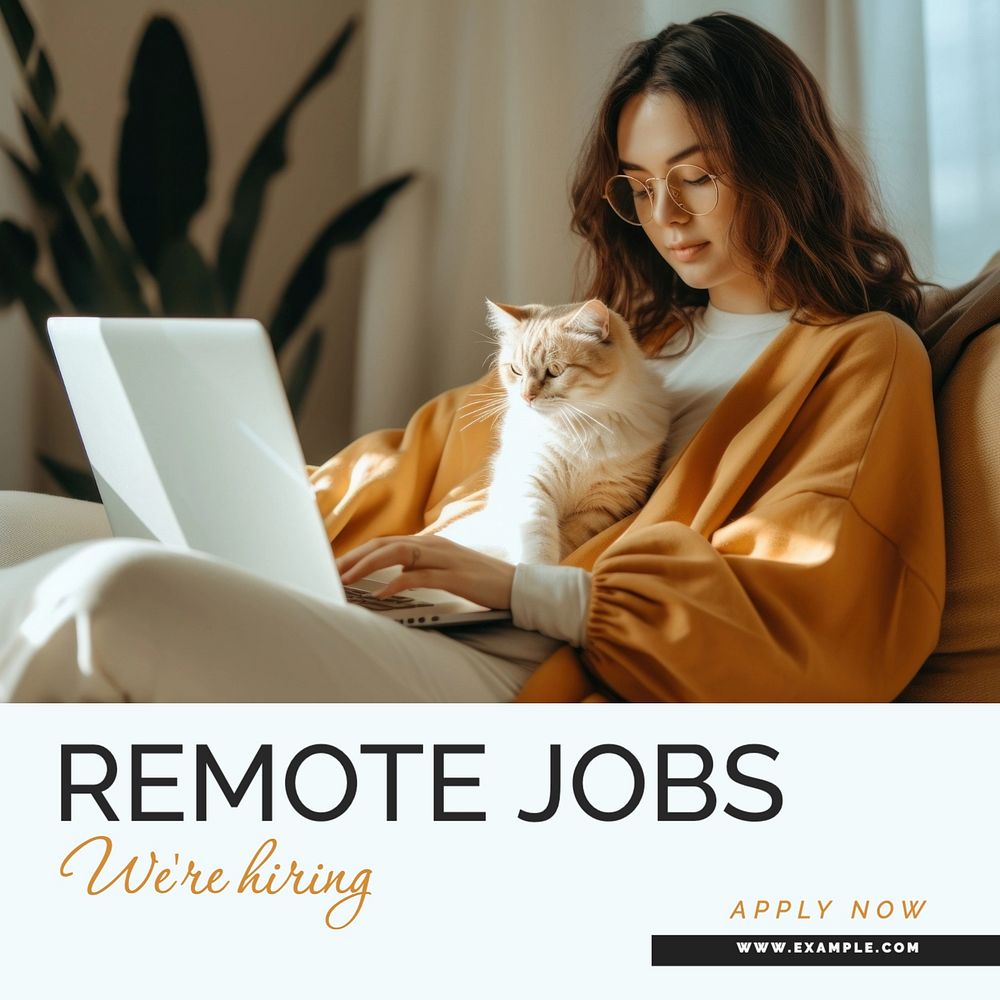 Remote jobs Facebook post template | Premium Editable Template - rawpixel