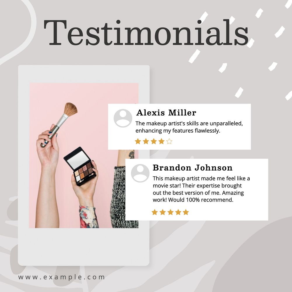 Makeup artist testimonial Instagram post | Premium Editable Template ...