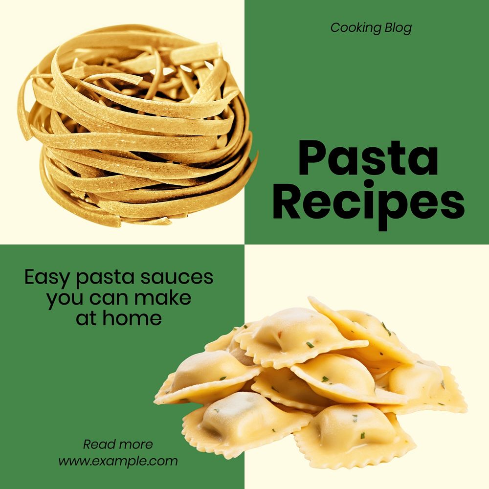 Pasta recipe Instagram post template | Premium Editable Template - rawpixel