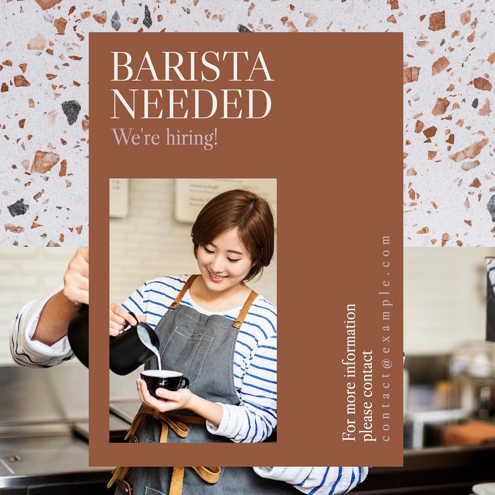 Barista needed Facebook post template | Premium Editable Template ...