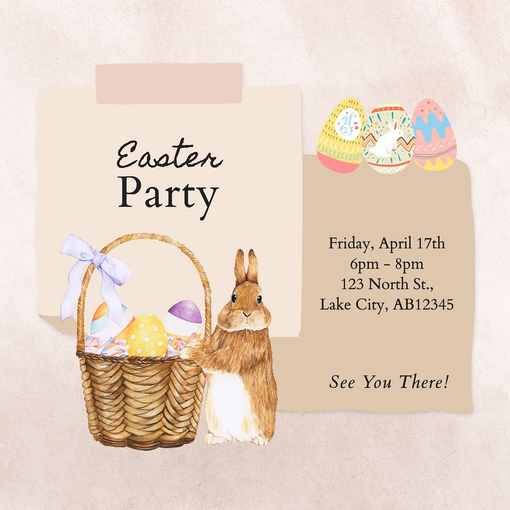 Easter party invitation Facebook post | Premium Editable Template ...