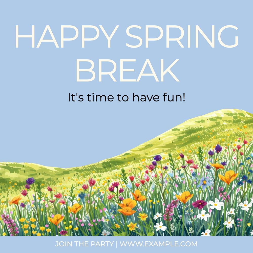 Happy spring break Instagram post | Premium Editable Template - rawpixel