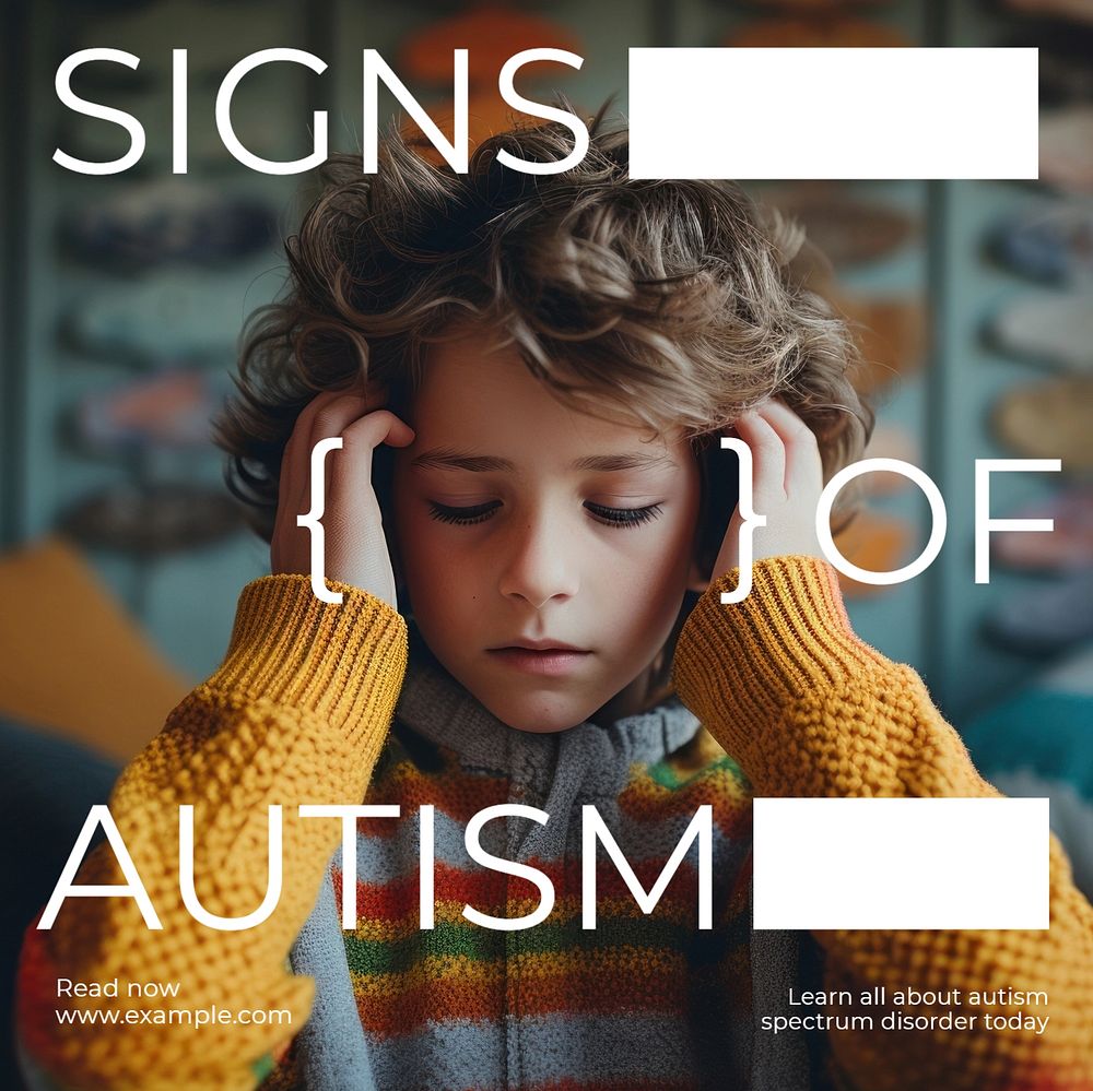 Autism signs Instagram post template | Free Editable Template - rawpixel