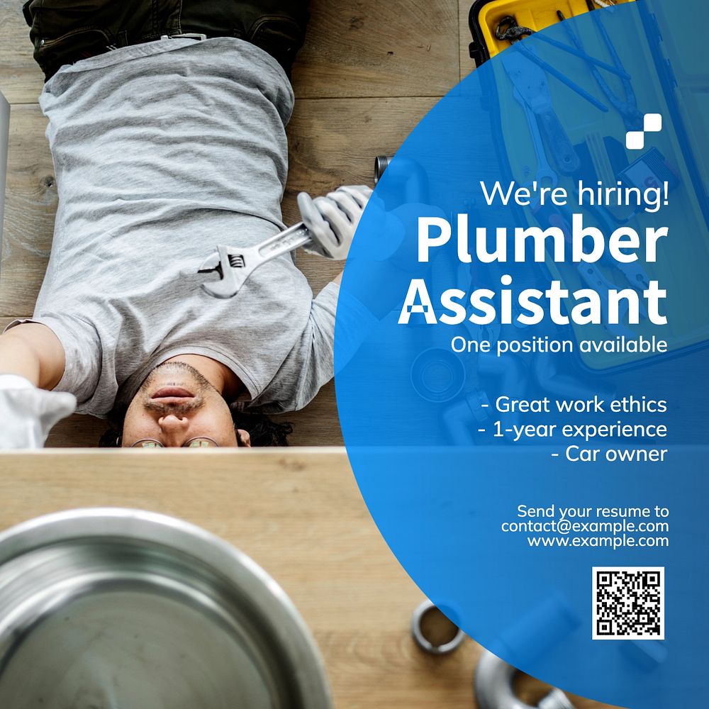 Plumber assistant Facebook post template | Premium Editable Template ...