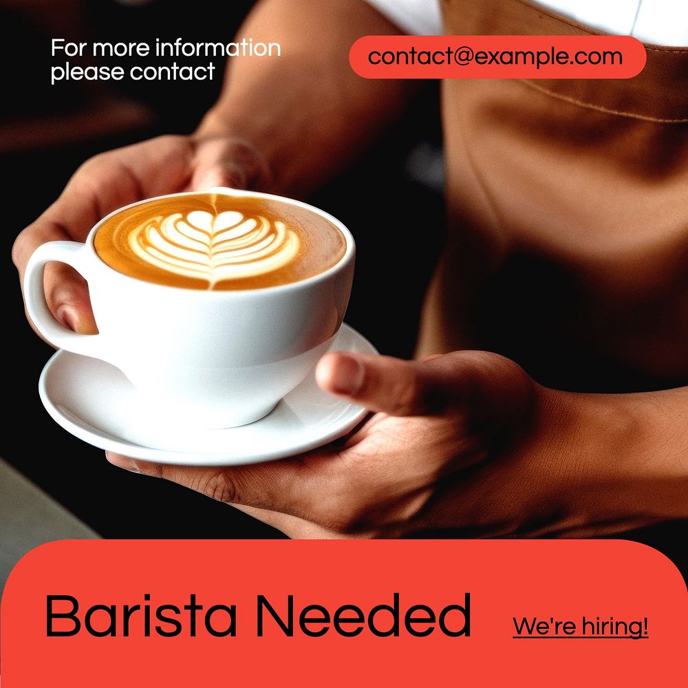 Barista needed Facebook post template | Premium Editable Template ...