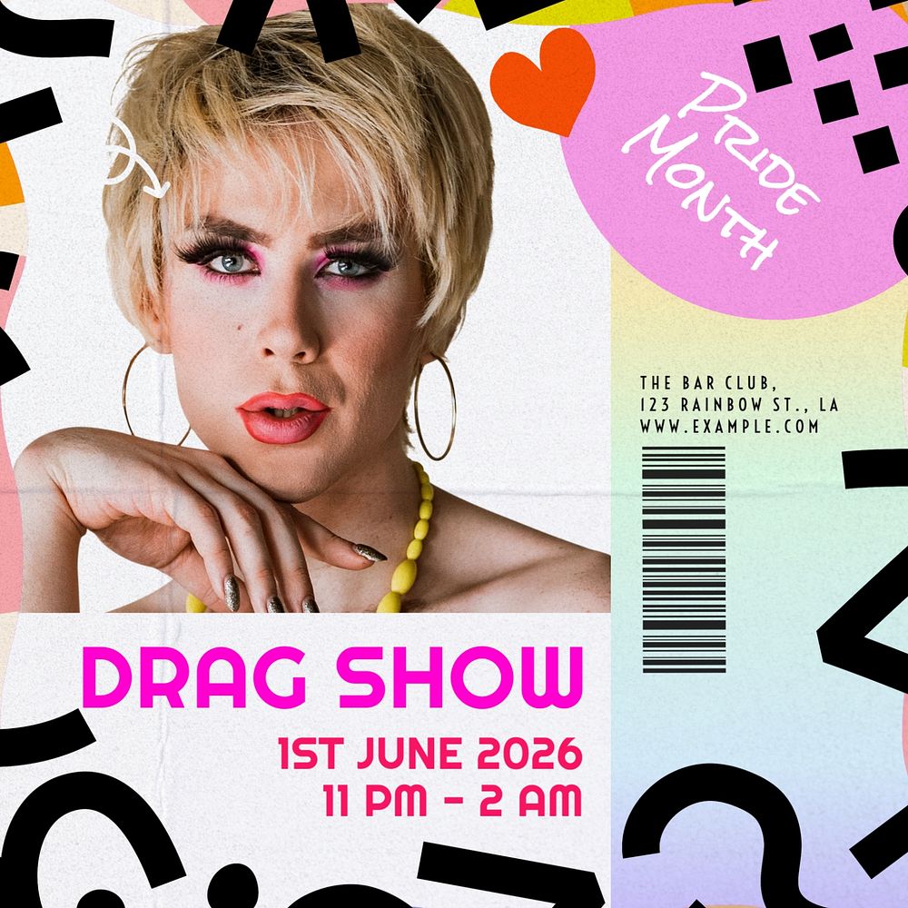 Drag show Facebook post template | Premium Editable Template - rawpixel