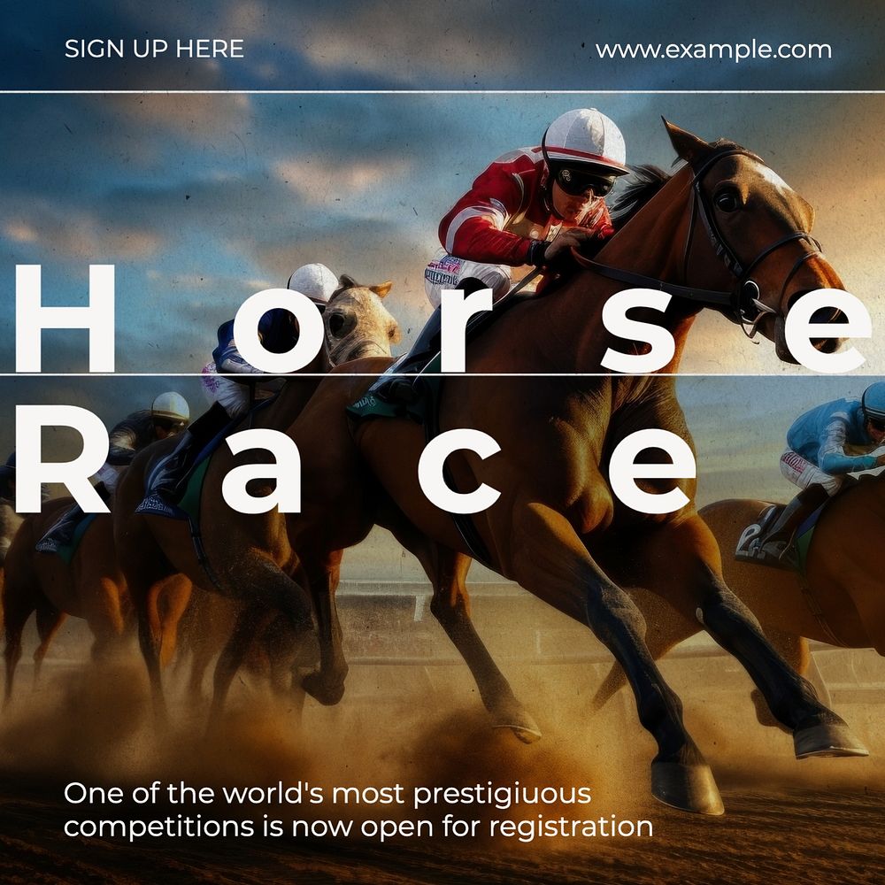 Horse race Facebook post template | Premium Editable Template - rawpixel
