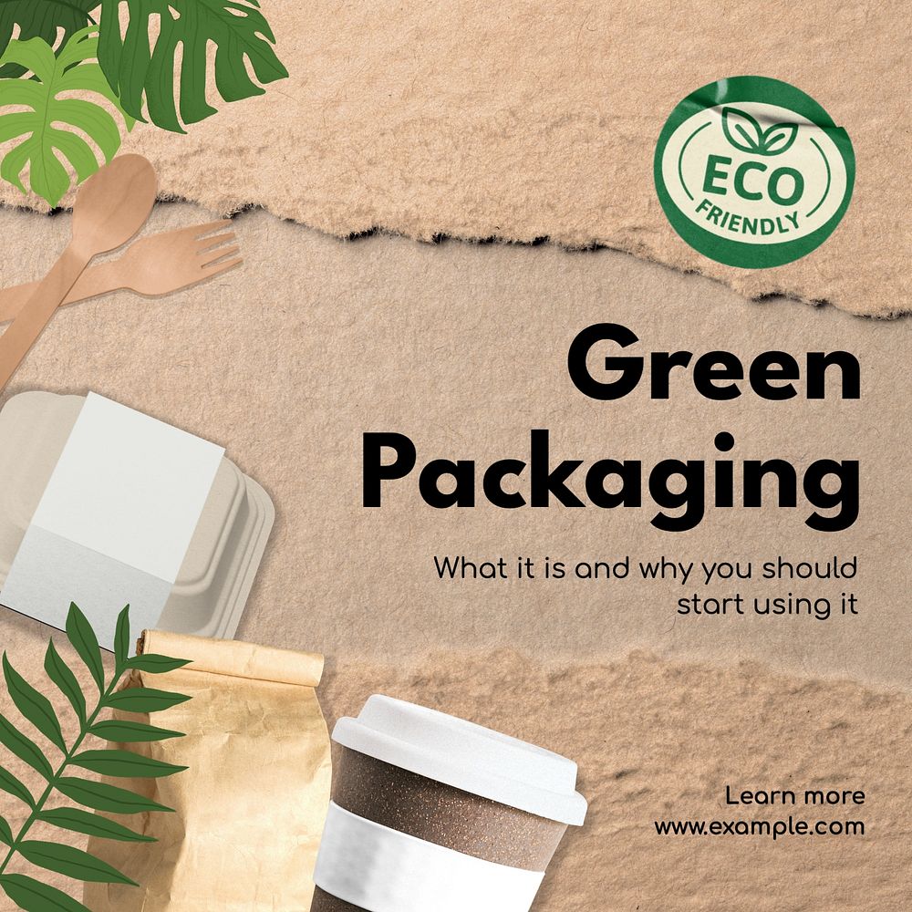 Green packaging Facebook post template | Premium Editable Template ...