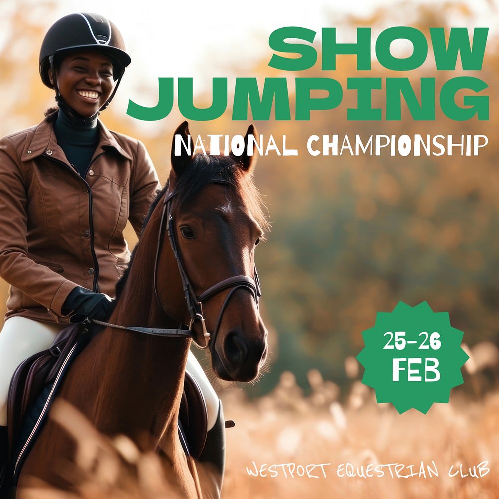 Show jumping Facebook post template | Premium Editable Template - rawpixel