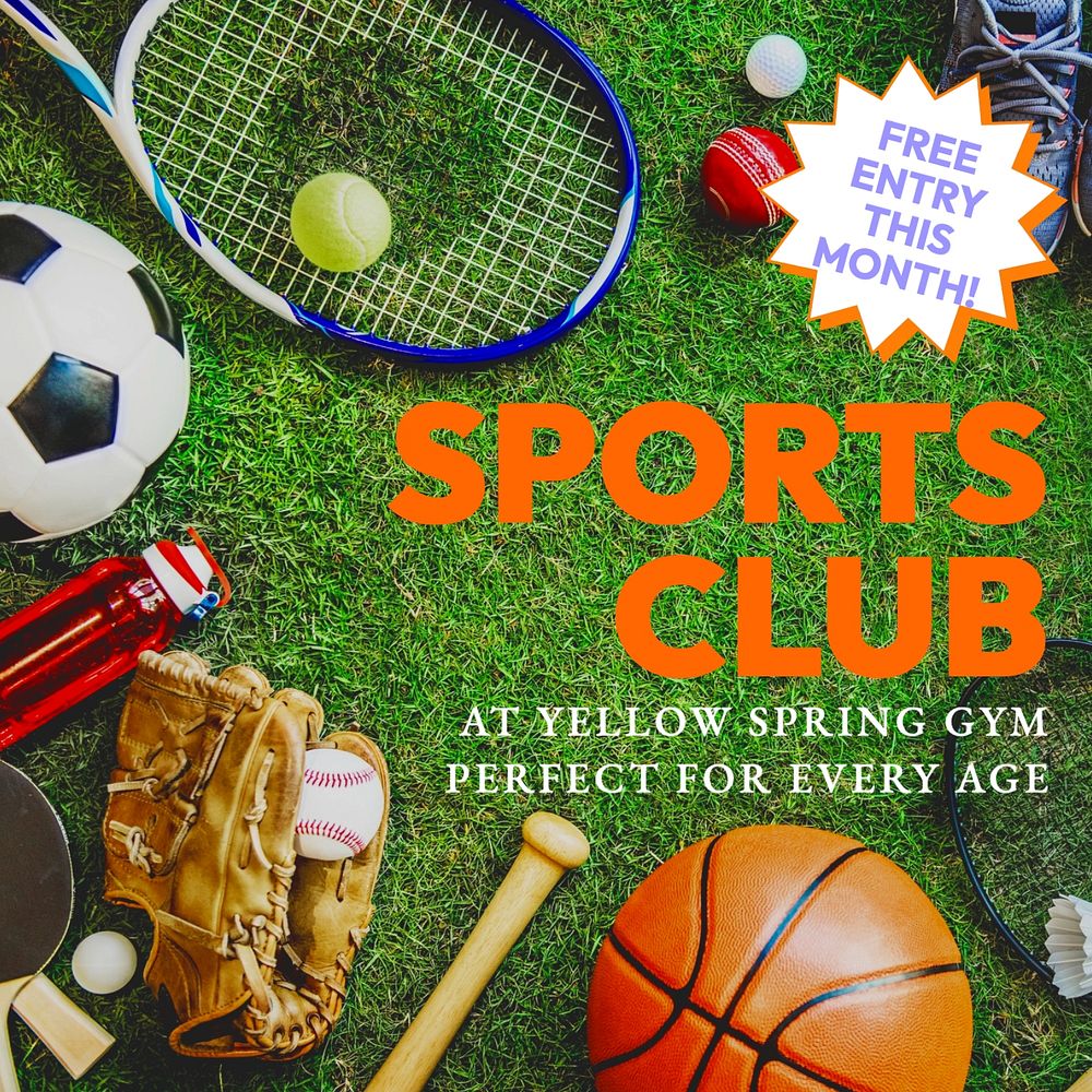 Sports club Instagram post template | Premium Editable Template - rawpixel