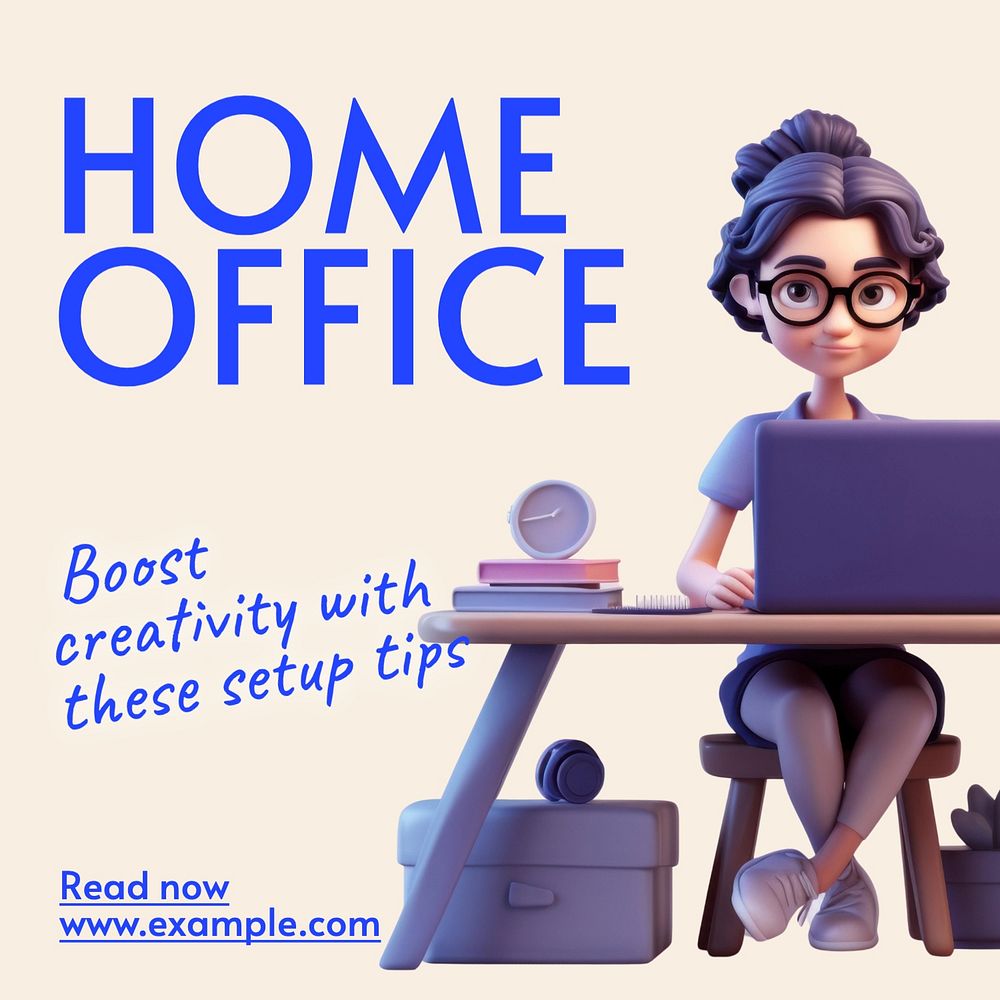 Home office Instagram post template | Premium Editable Template - rawpixel