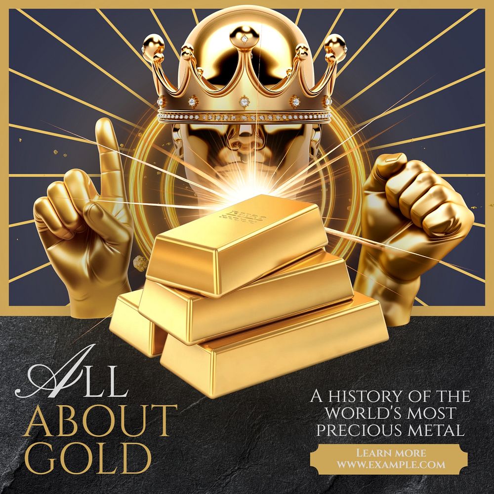 All gold Instagram post template | Premium Editable Template - rawpixel