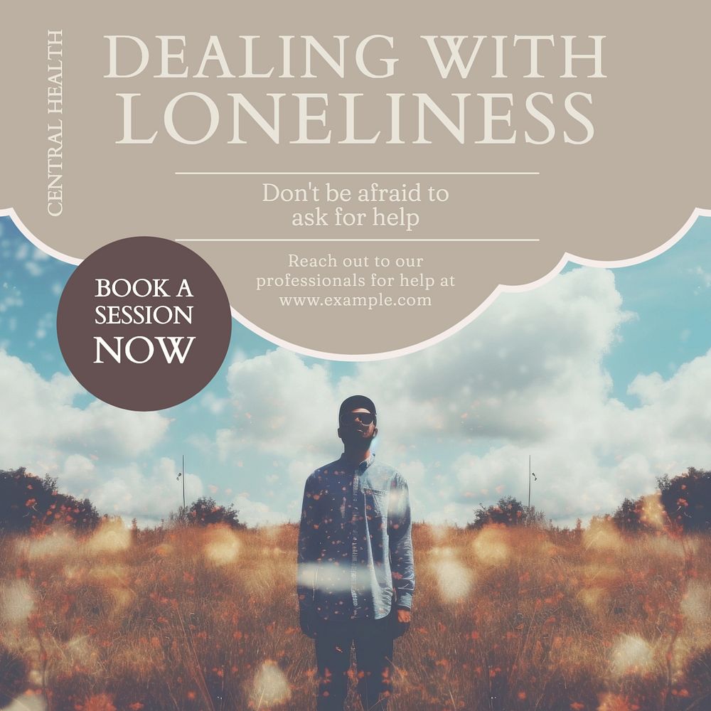 Loneliness Facebook post template | Free Editable Template - rawpixel