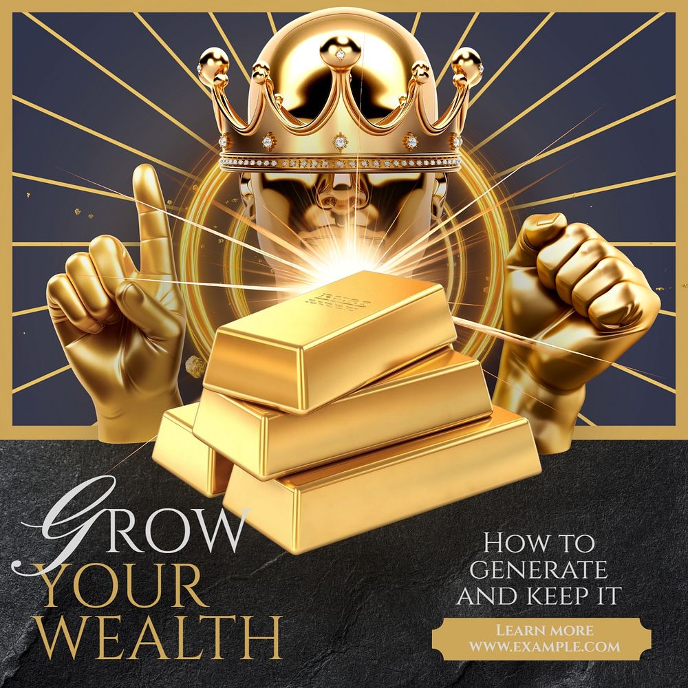 Grow your wealth Instagram post | Premium Editable Template - rawpixel