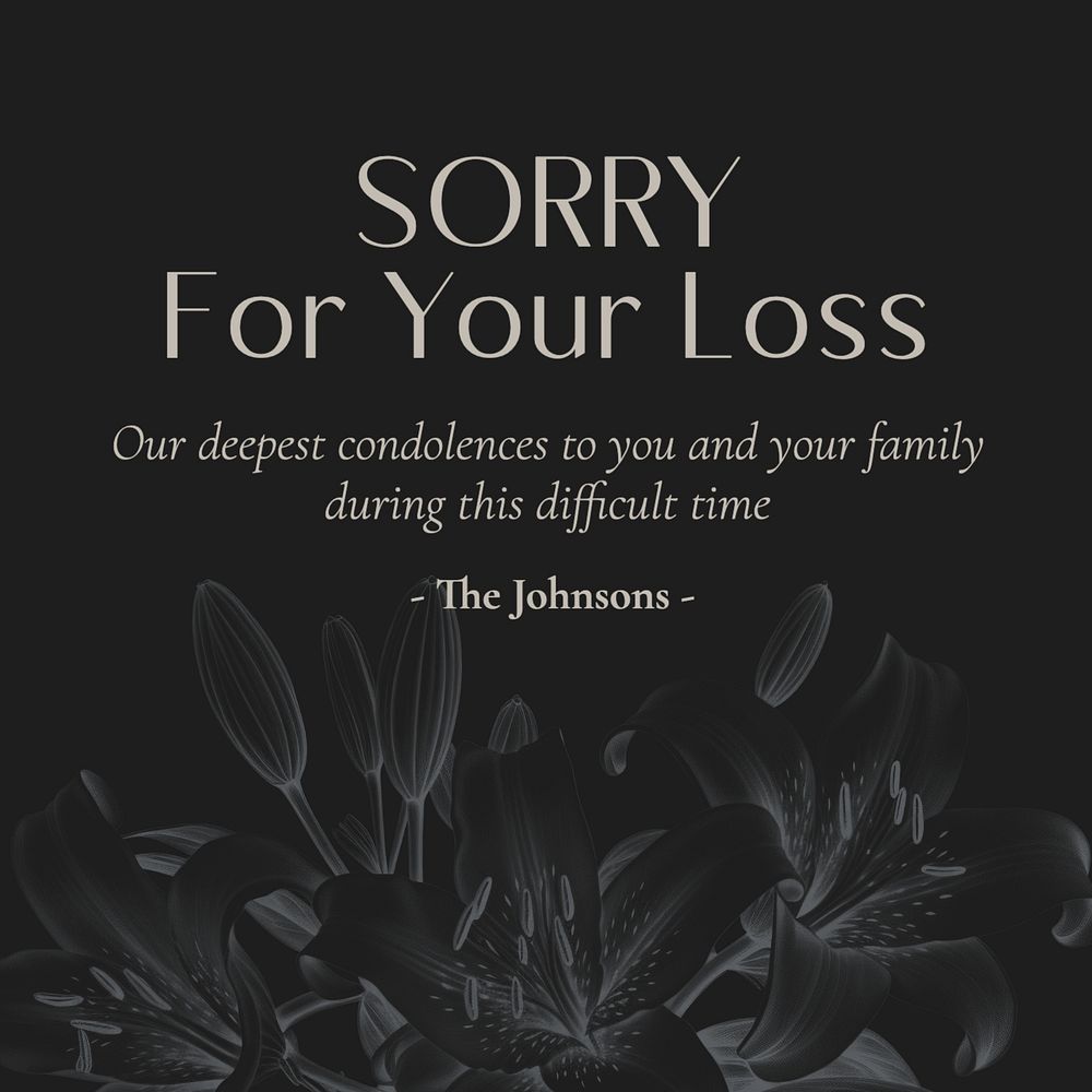 Bereavement Instagram post template | Premium Editable Template - rawpixel