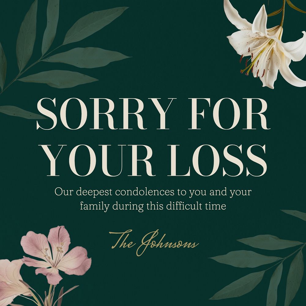 Bereavement Instagram post template | Premium Editable Template - rawpixel