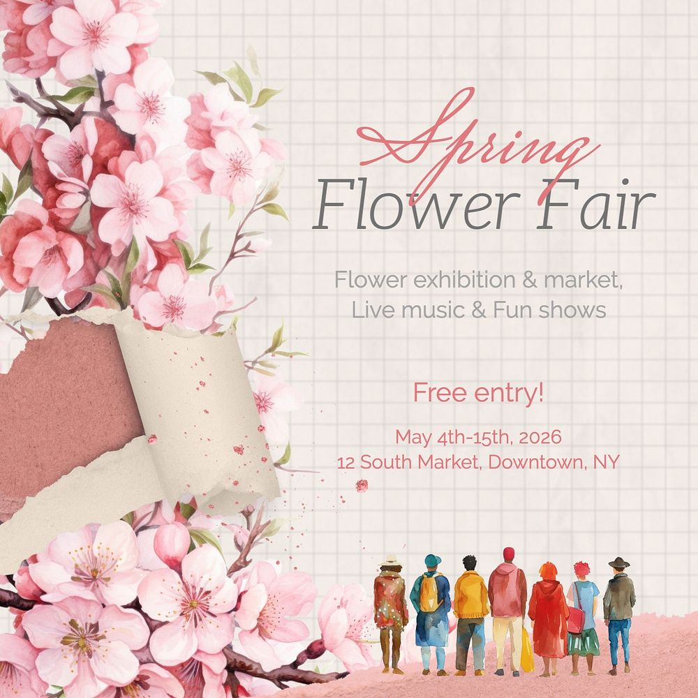 Spring flower fair Instagram post | Premium Editable Template - rawpixel