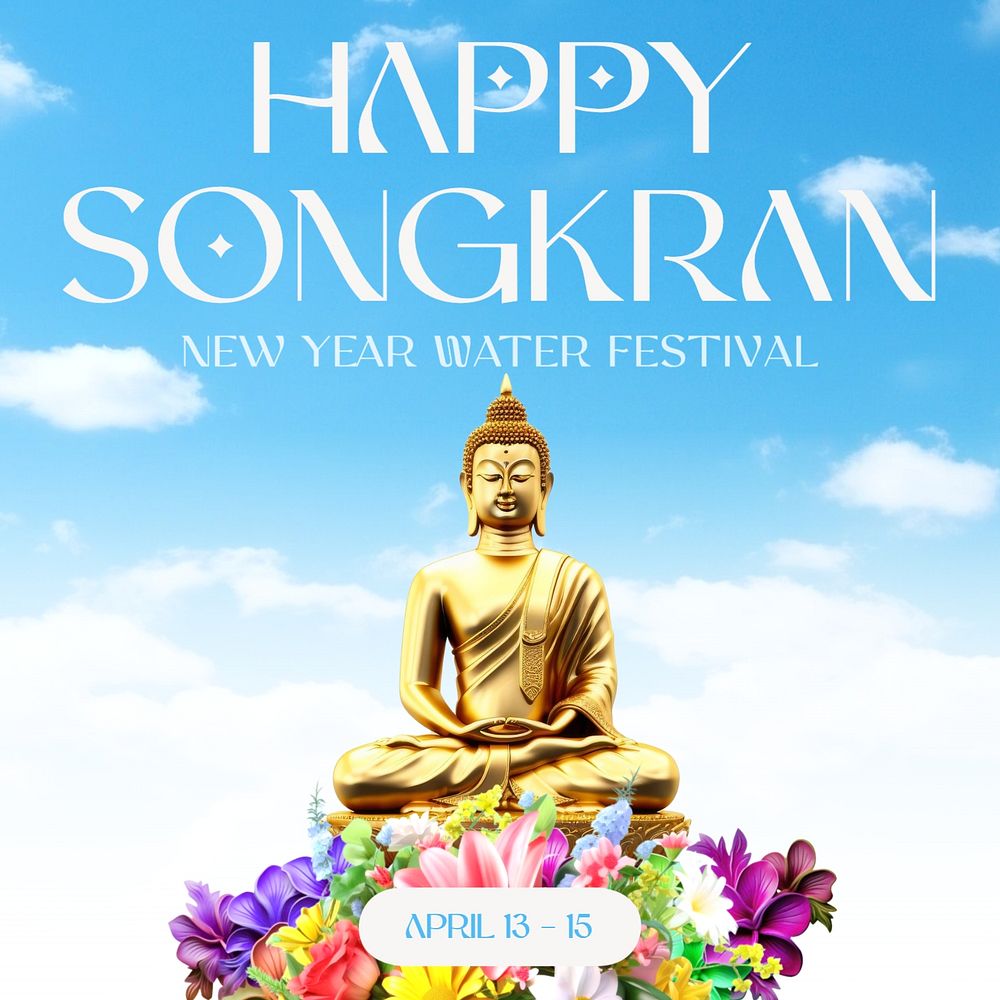 Songkran festival Instagram post template | Premium Editable Template ...
