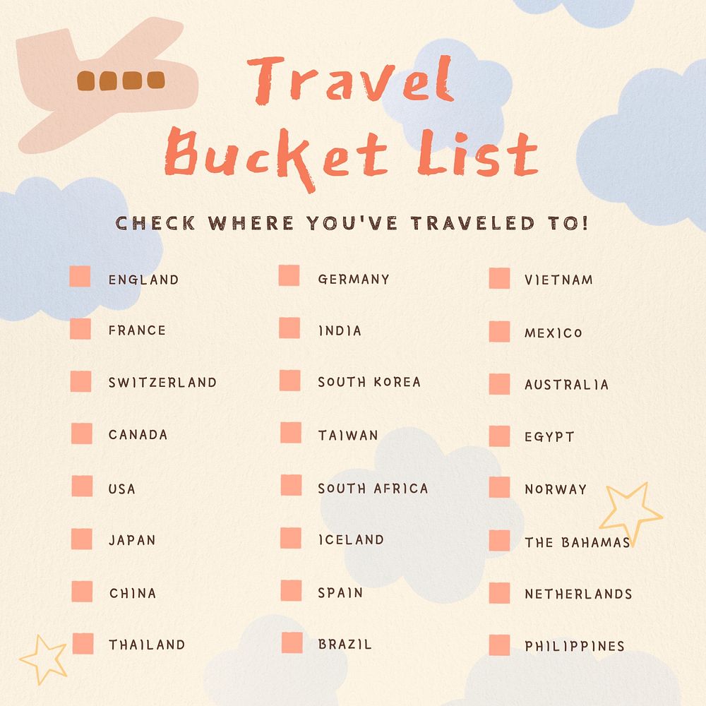 Travel bucket list Instagram post | Premium Editable Template - rawpixel