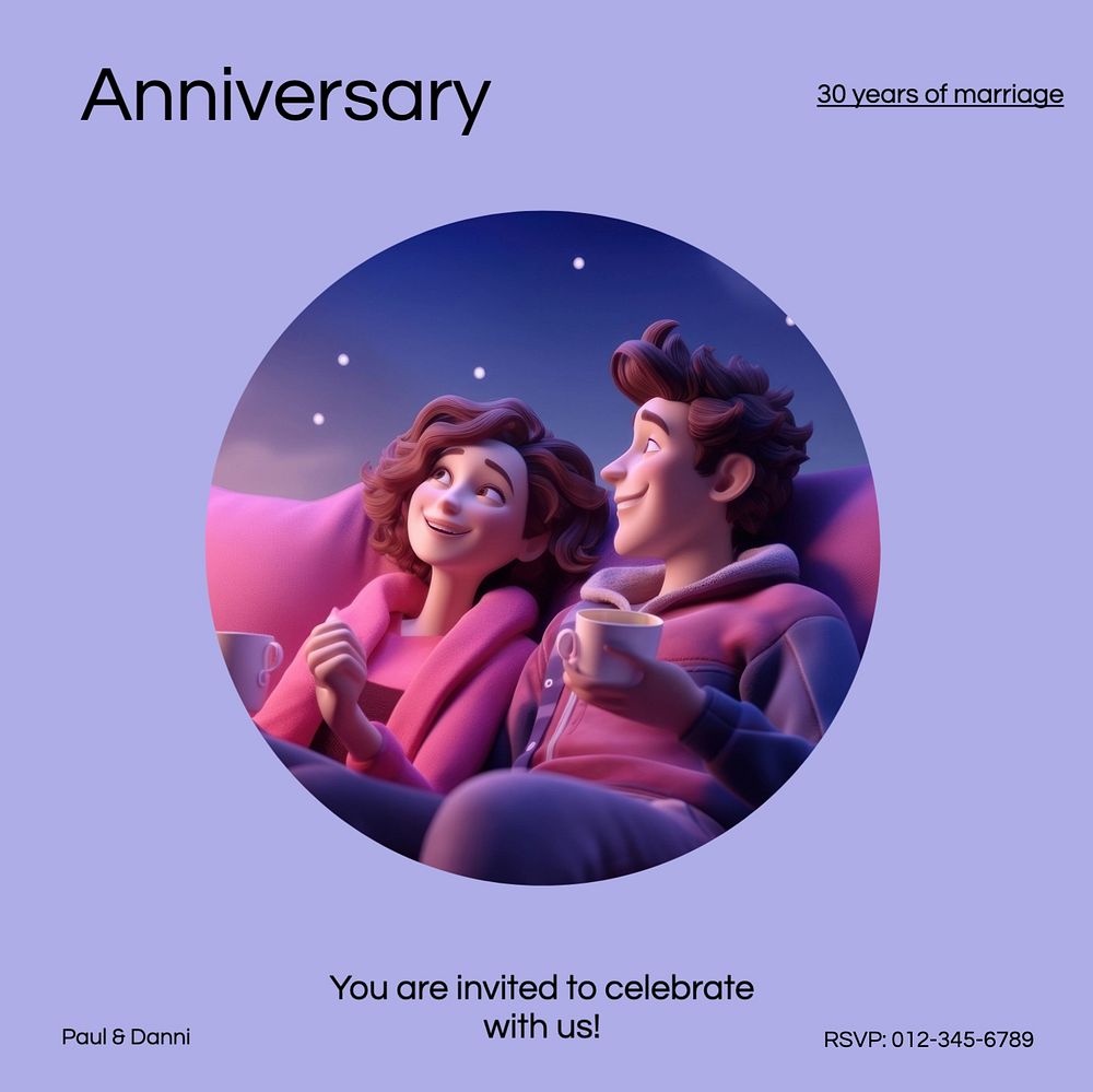 Marriage anniversary Instagram post template | Premium Editable ...