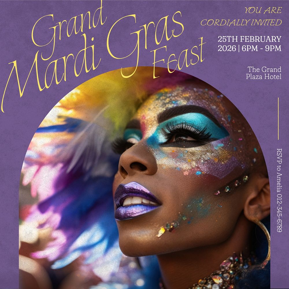 Mardi Gras feast Instagram post | Premium Editable Template - rawpixel