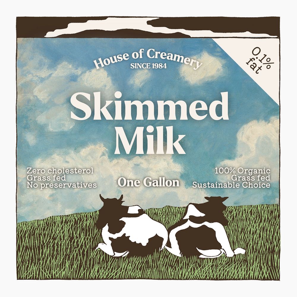 Skimmed milk label template, editable | Premium Editable Template ...