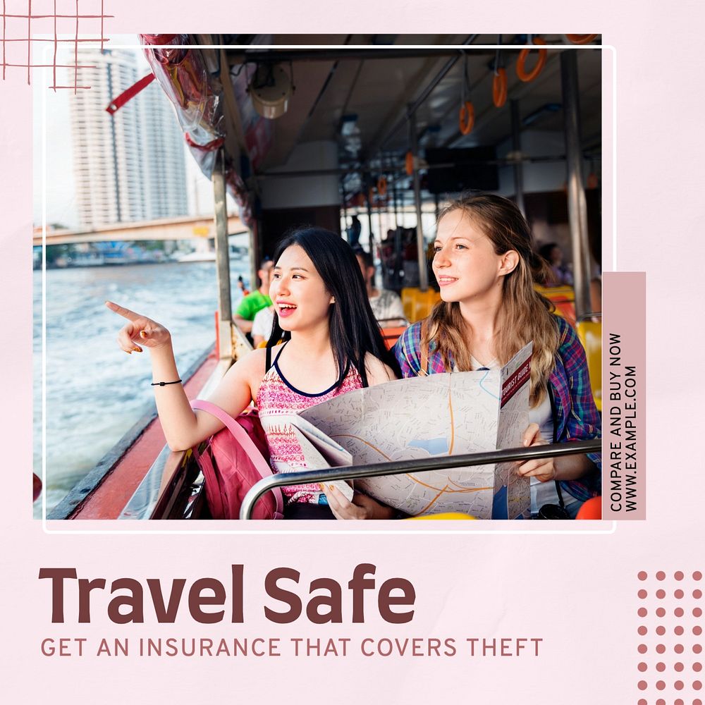Travel insurance Instagram post template | Premium Editable Template ...