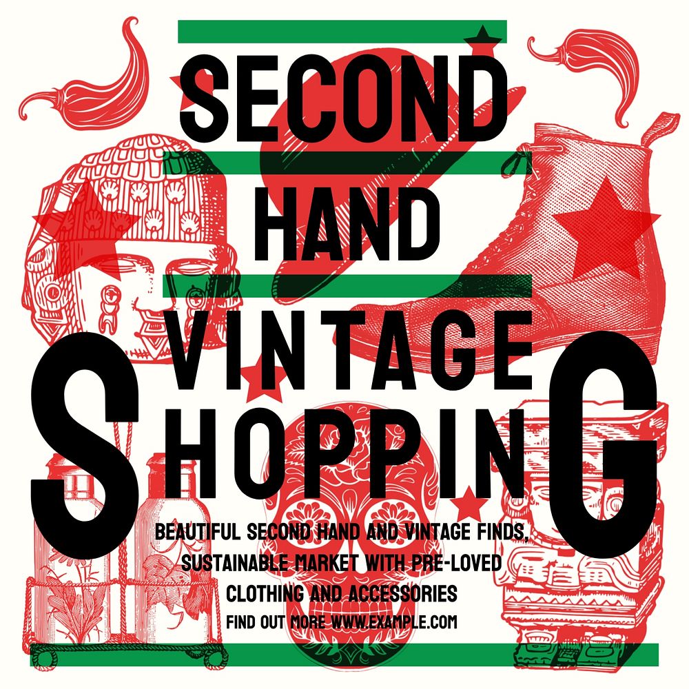 Second hand shopping Instagram post | Premium Editable Template - rawpixel