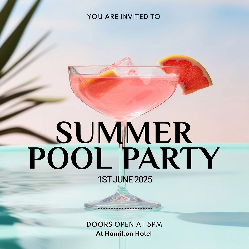 Summer pool party Instagram post | Premium Editable Template - rawpixel