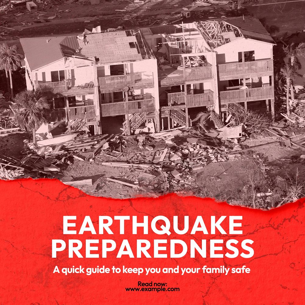 Earthquake preparedness Instagram post template | Free Editable ...
