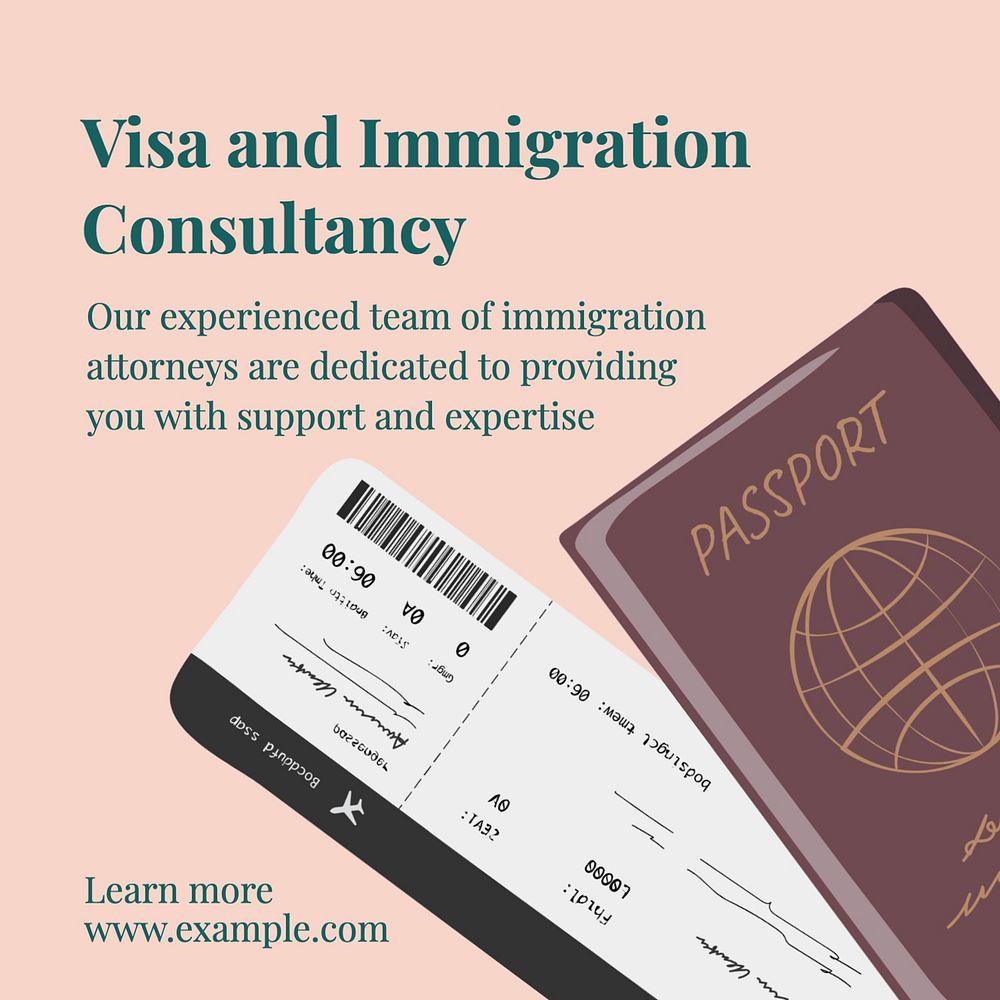 Visa immigration Instagram post template | Premium Editable Template ...