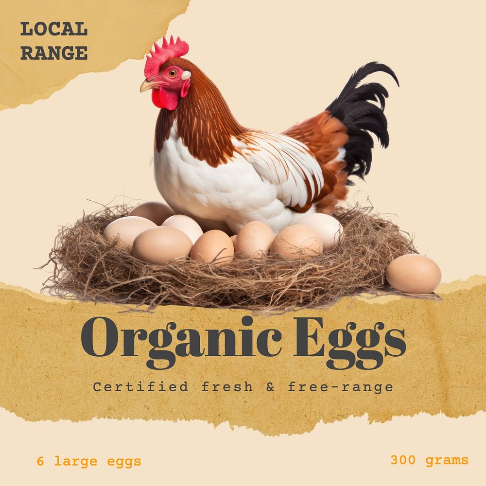 Organic eggs label Instagram post | Premium Editable Template - rawpixel