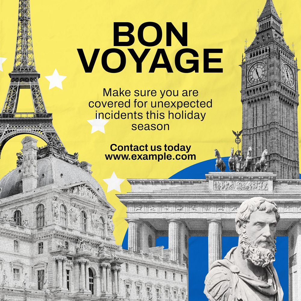 Bon voyage Instagram post template | Premium Editable Template - rawpixel