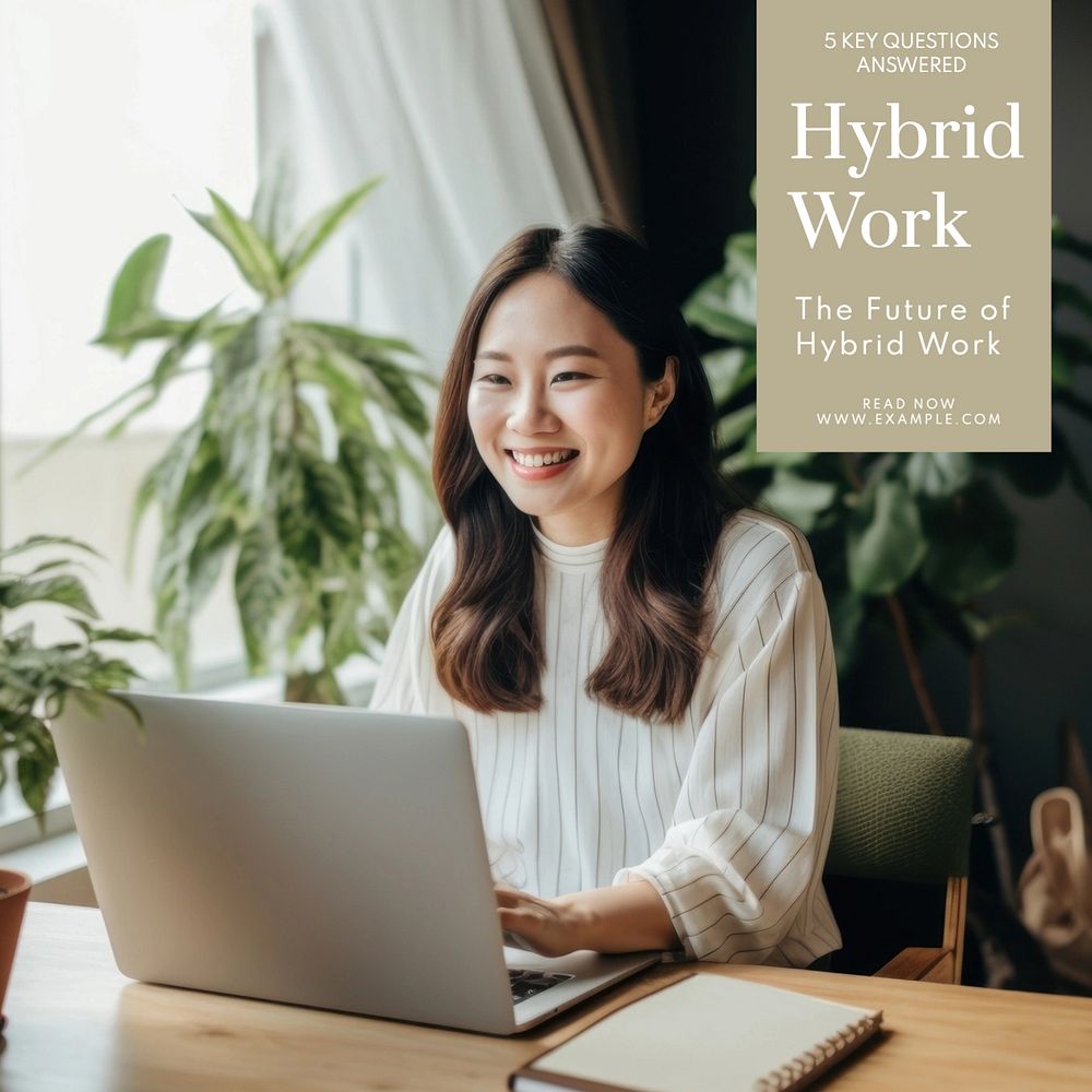 Hybrid work Instagram post template | Premium Editable Template - rawpixel