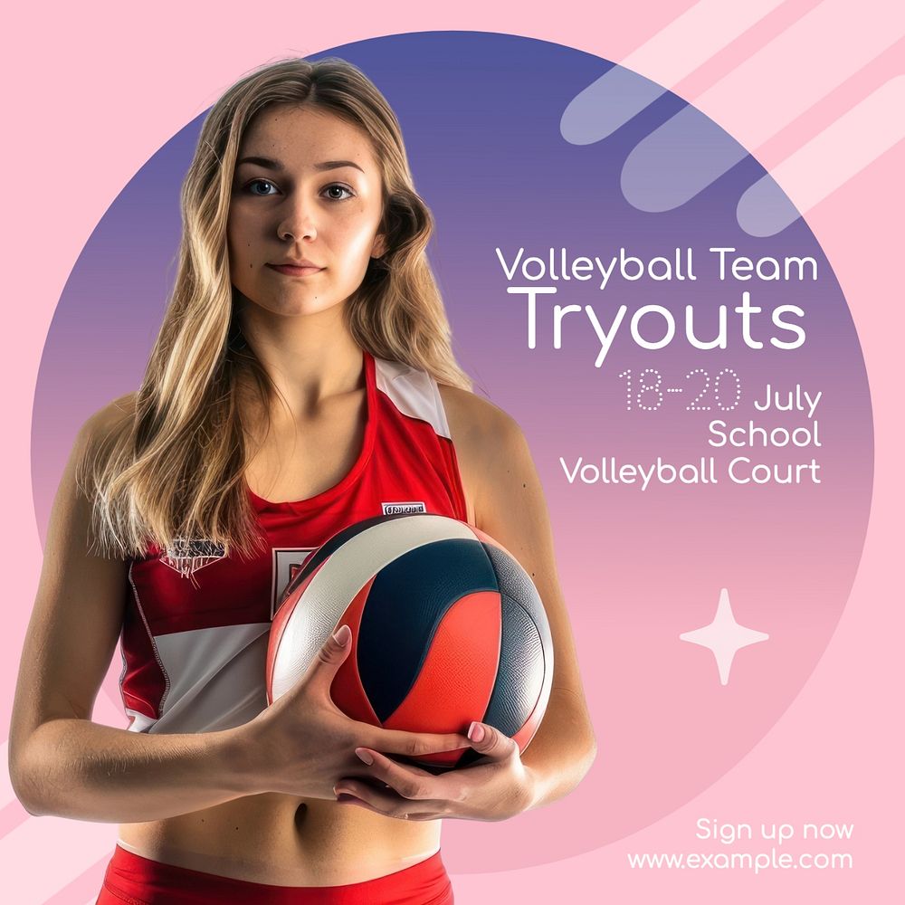 Volleyball team tryouts Instagram post | Premium Editable Template ...